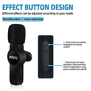 UBUISOTKZ Wireless Lavalier Microphone Compatible with Lightning Cable,iPhone,iPad–Wireless Microphone with 3 Level Noise Reduction &Real Time Monitor Function for TikTok, Vlogging
