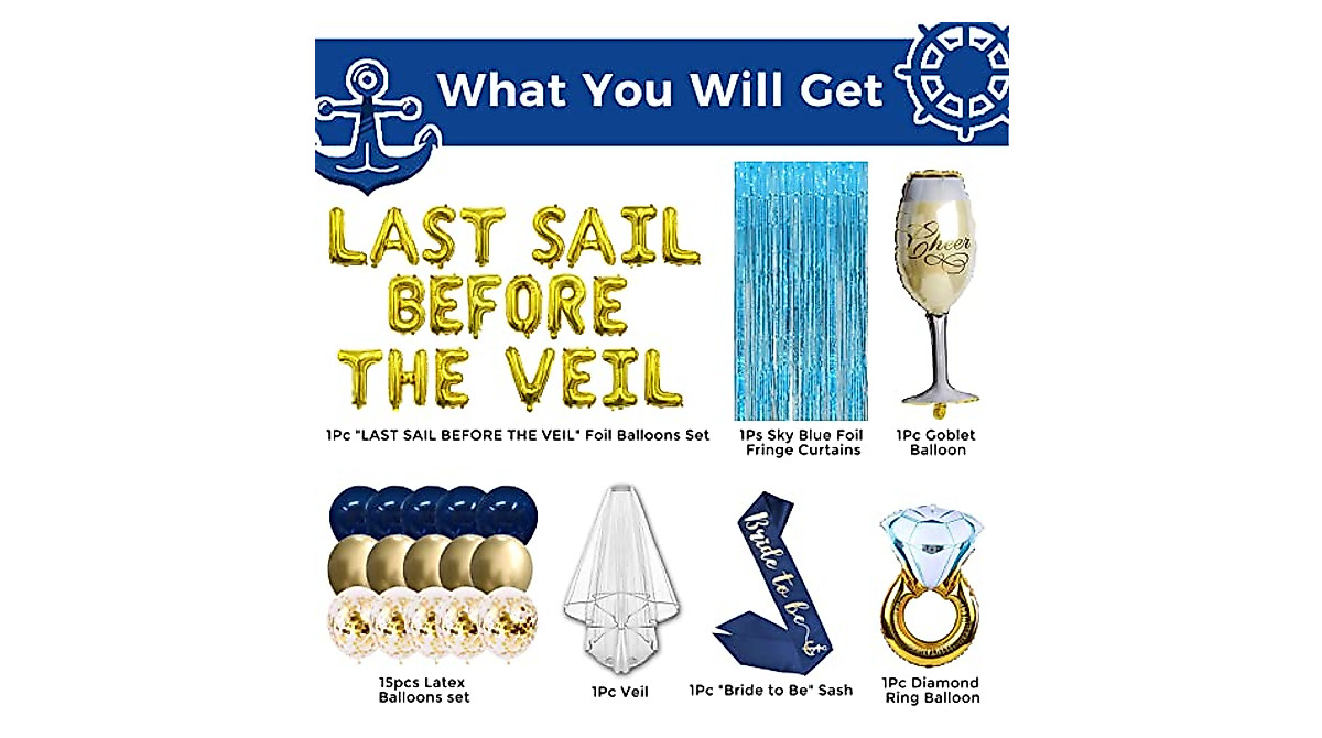Nautical Bachelorette Party Decor Kit - Last Sail Before The Veil