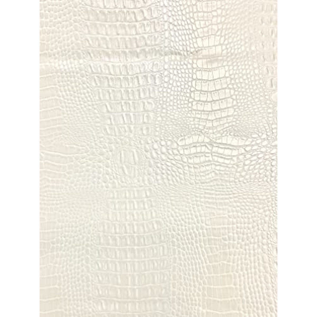 FABRICS FOREVER Faux Leather Crocodile Pearl Off White Upholstery Fabric by The Yard - 1 Yard 36 x 54’’ Wide | Alligator Vinyl Fabric Material Faux Leather Sheets for DIY, Upholstery Crafts