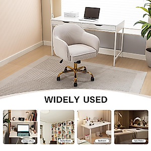 obmedin Home Office Desk Chair with Arms Gold Wheels Modern Velvet Upholstered Rolling Computer Chair Mid-Back Ergonomic Adjustable Swivel Vanity Chair for Bedroom Study Office, Beige,Corduroy