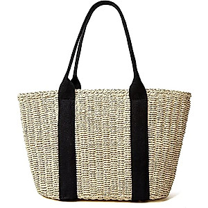 Summer Beach Vacation Large Tote Bag Handmade Woven Shoulder Bags Straw Handbag for Women