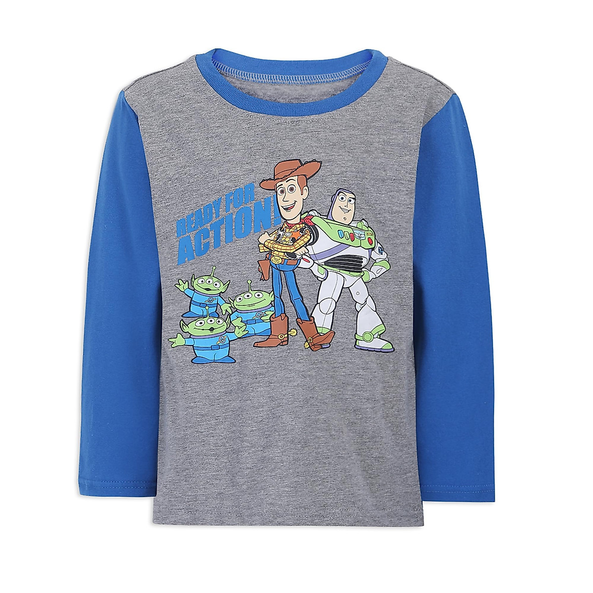 Disney Toy Story Buzz Lightyear, Woody and Aliens Boys Long Sleeve Shirt and Pants Set for Toddler and Little Kids