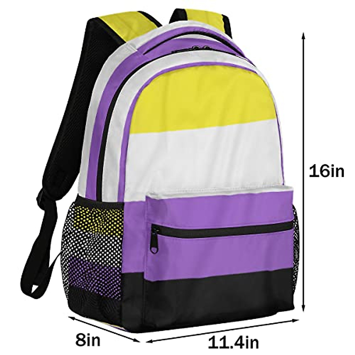 lakefvgk Non-Binary Pride Flag Backpack Travel Laptop Backpack Adjustable Shoulder Straps Waterproof School Bag Bookbag