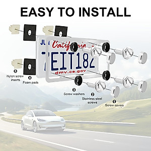 LivTee Rustproof License Plate Screws for Securing License Plates Frames and Covers on Cars and Trucks, 4 Sets Premium Stainless Steel Self Tapping Mounting Bolts, Silver