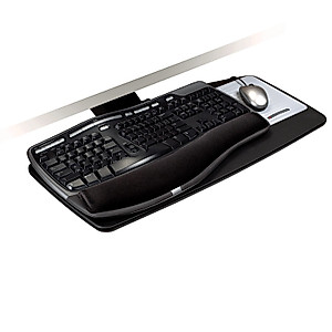 3M Keyboard Tray, Just Lift To Adjust Height And Tilt, Sturdy Tray Includes Gel Wrist Rest And Precise Mouse Pad, Swivels Side To Side And Stores Under Desk, 23" Track, Black (AKT90LE)