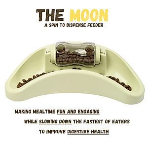 The Moon Interactive Spin Treat Dispenser Bowl for Dogs Puppies and Cats Fun Slow Smart Feeder