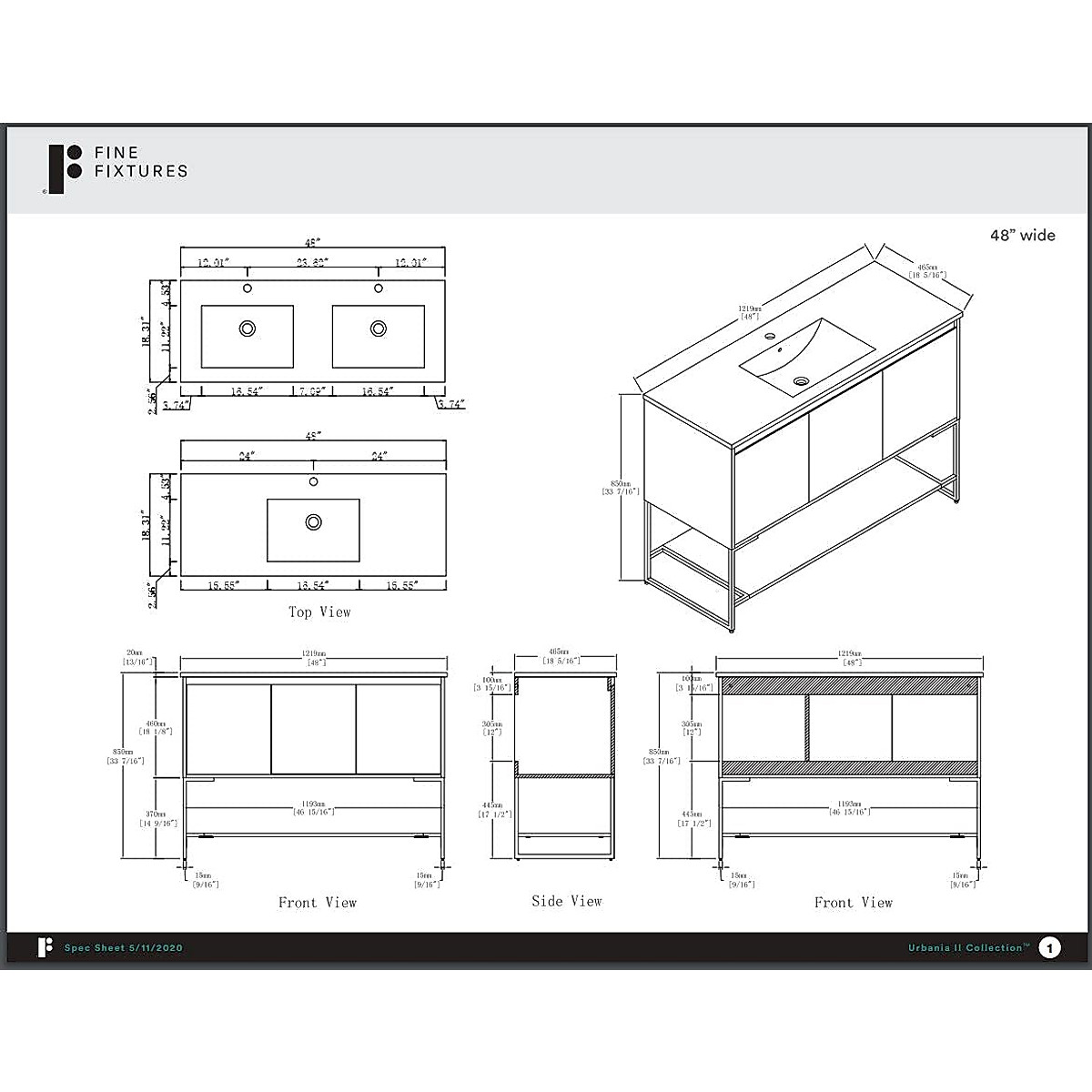 Fine Fixtures 24 Inch Bathroom Vanity with Sink - Modern Knob Free Design, Elegant Space-Saving Solution for Your Bathroom - Durable, Bathroom Vanities for a Contemporary Look - Urbania Collection