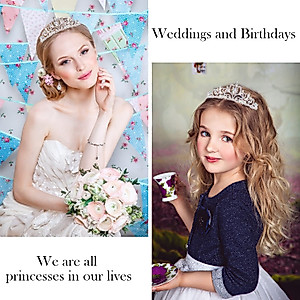 Velscrun Princess Crown, Happy Birthday Girl Tiara, Birthday Princess Sash Crowns for Women, Princess Cake Topper Headband, Birthday Princess Party Decorations Accessories for Girls Gifts