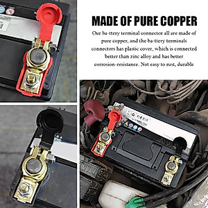 Zufoty 2PCS Battery Terminal, Battery Connectors Terminal, Negative & Positive Battery Cable Terminals, Copper Battery Terminal Connectors, Quick Release Battery Terminals Clamps Suitable for Car