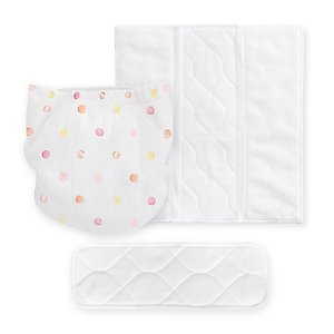 Amazing Baby Hybrid Cloth Diaper Cover with Pocket-Sling, Large, Sz 4 (22-40 lbs), Use with Boosties Inserts, Pink Watercolor Dots, SmartNappy Set includes Muslin Cover + Tri-fold Insert + Booster Pad