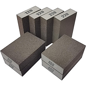 8 PCS Sanding Sponge Assortment, 2 PCS Each of 120 220 320 400 Grit -Coarse Medium Fine Hand Sanding Block Sandpaper Sponge for Metal Wood-Working Home Cleaning Drywall