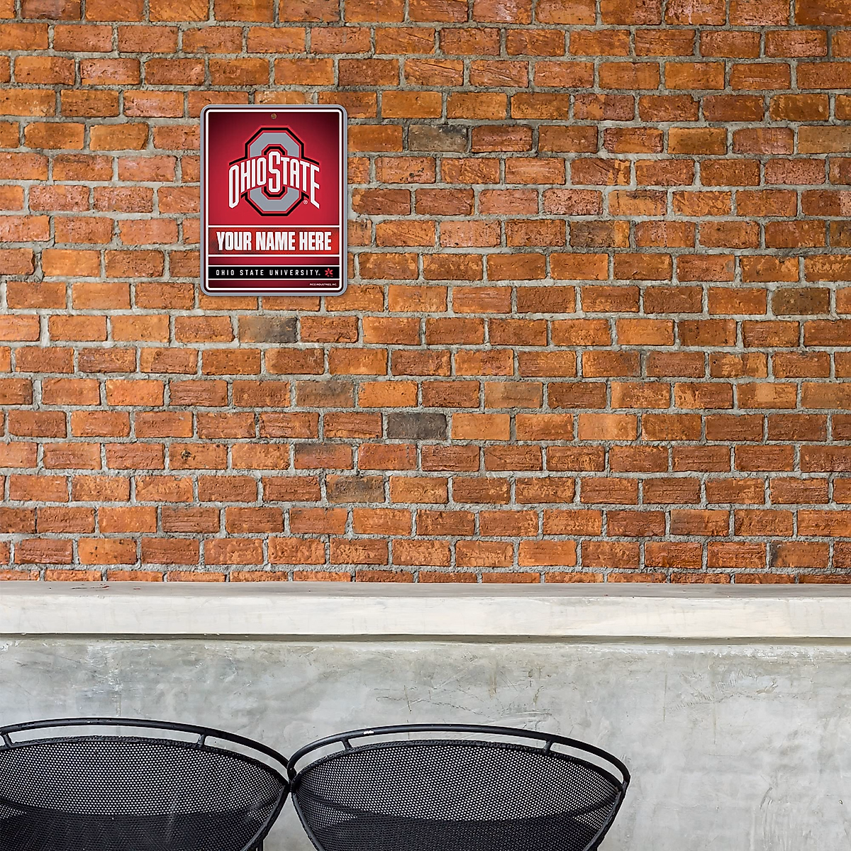 Rico Industries NCAA Ohio State Buckeyes Personalized/Custom Metal 8.5" x 11" Parking Sign - Home Décor - Indoor/Outdoor