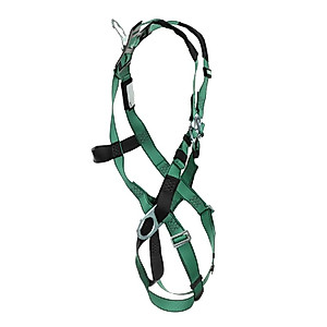 MSA 10197231 V-Form Full Body Safety Harness - Size: Extra Large, D-Ring Configuration: Back/Hip, Qwik Fit Leg Straps, Color: Green, Full Body Harness, Durable, Fall Protection
