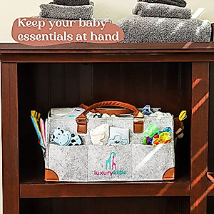 luxury little Extra Large Baby Diaper Caddy Organizer, Portable Car Caddy, Changing Table Organizer for Diapers, Wipes & Toys, Newborn Baby Boy & Girl Essentials, Collapsible Baby Basket