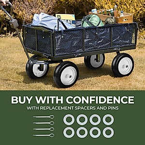 13" 3.50-8" Solid Flat Free Tires and Wheels 2 Pack, Rubber Tire Replacement with 5/8" Axle Bore Hole, Air less Wheel for Hand Truck/Trolley/Garden Cart/Lawn Mower/Wheelbarrow, 2P, Black, 13In