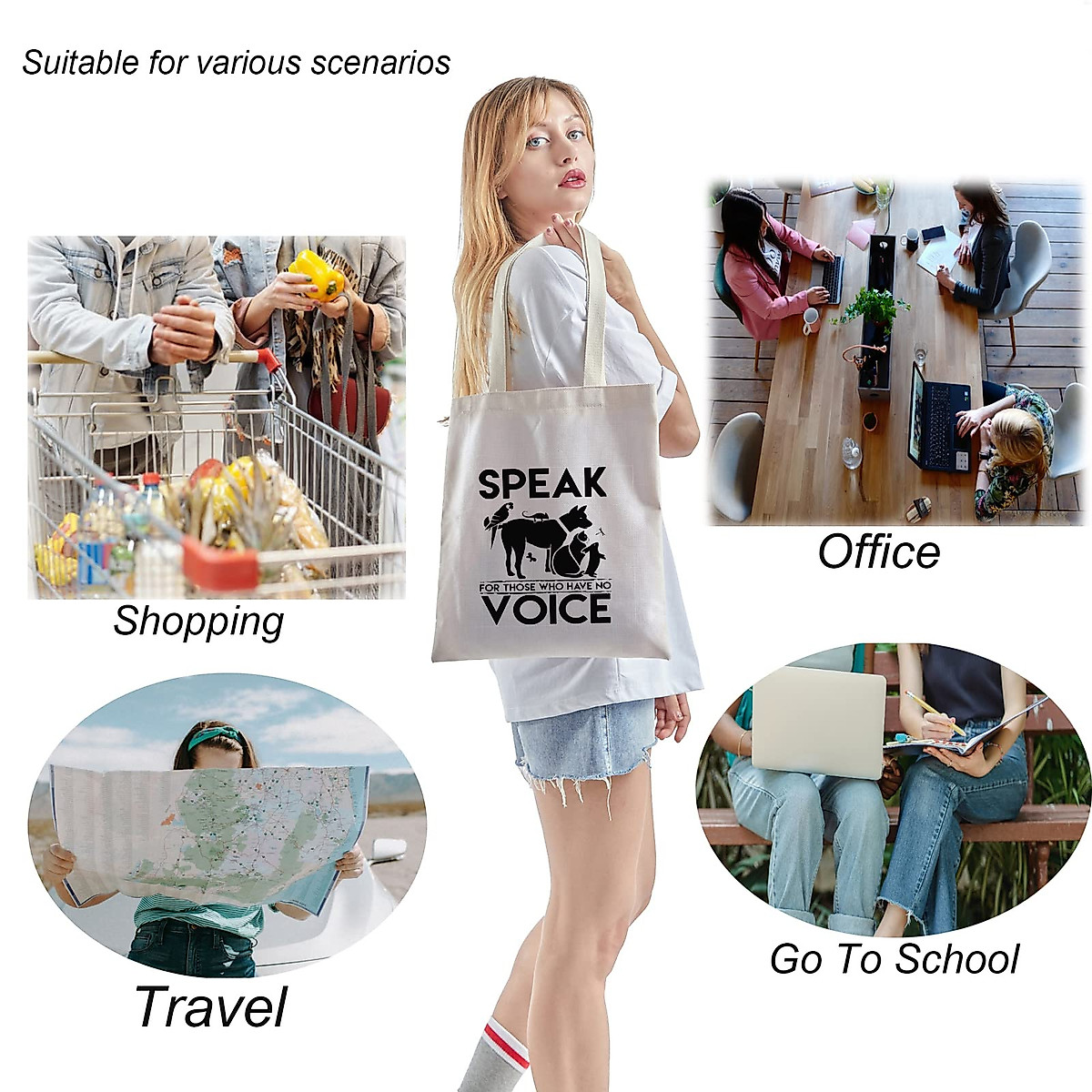 TSOTMO Vet Tech Gift I Speak for Those Who Have No Voice Gift Animal Rescue Gift Veterinarian canvas tote bags Gifts Veterinary Medicine Graduation Gift (No Voice canvas)