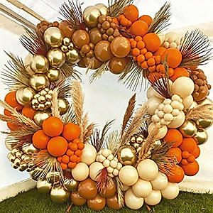 Orange Balloons Garland Arch Kit with Chrome Metallic Gold Brown Various Sizes Balloon for Baby Shower Bridal Shower Birthday Party Decorations