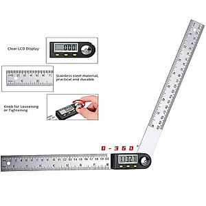 Digital and Analog protractors,Angle Protractor,Angle Finder,Digital Display Angle Ruler Protractor Woodworking Ruler Angle 360degrees+ 180 Degrees Adjusting Semicircle Divider Protractor Angle Ruler