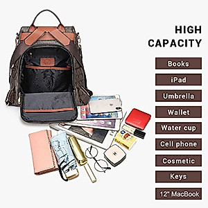 MKP Women Fashion Medium Anti-theft Backpack Purse (Coffee and Blue)