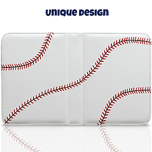 MIXPOET Baseball Card Binder with Zipper, 4 Slots - Fit 400 Cards, Waterproof Card Album Holder Protectors Storage Book Fit Football, Baseball, Sport Cards and Other Trading Cards (White Stitches)