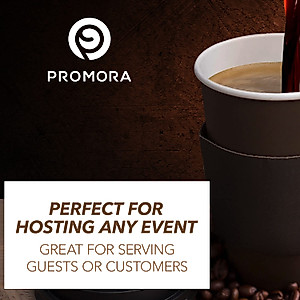 Promora 16 oz Brown Disposable Coffee Cups with Lids & Sleeves, Hot Coffee Cup Sleeves Disposable, Premium Insulated To Go Coffee Paper Cups with Lids & Sleeves (16 oz, Pack of 100) Brown and Black