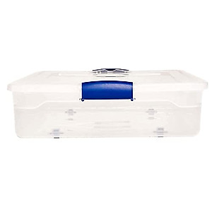 Homz Multipurpose 60 Qt Underbed Secure Latching Clear Plastic Storage Container with Snap-On Lid and Wheels for Home & Office Organization, (2 Pack)