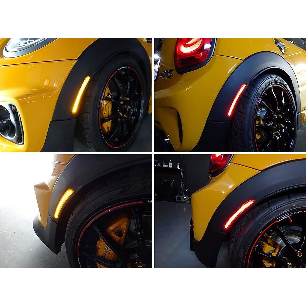 iJDMTOY Smoked Lens Amber/Red Full LED Side Marker Light Kit Compatible With 2002-2008 Gen1 MINI Cooper R50 R52 R53, Powered by Total 120-SMD LED, Replace OEM Sidemarker Lamps