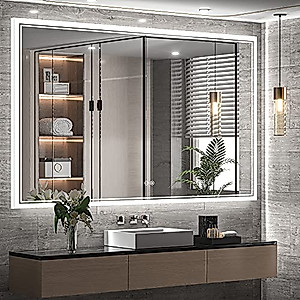 TokeShimi LED Bathroom Mirror Lighted Vanity Mirror, Large Backlit Mirror Anti Fog Wall Mounted Dimmable Makeup Mirror with Front Lights & Backlight(Horizontal&Vertical) (48 x 30 Inch)