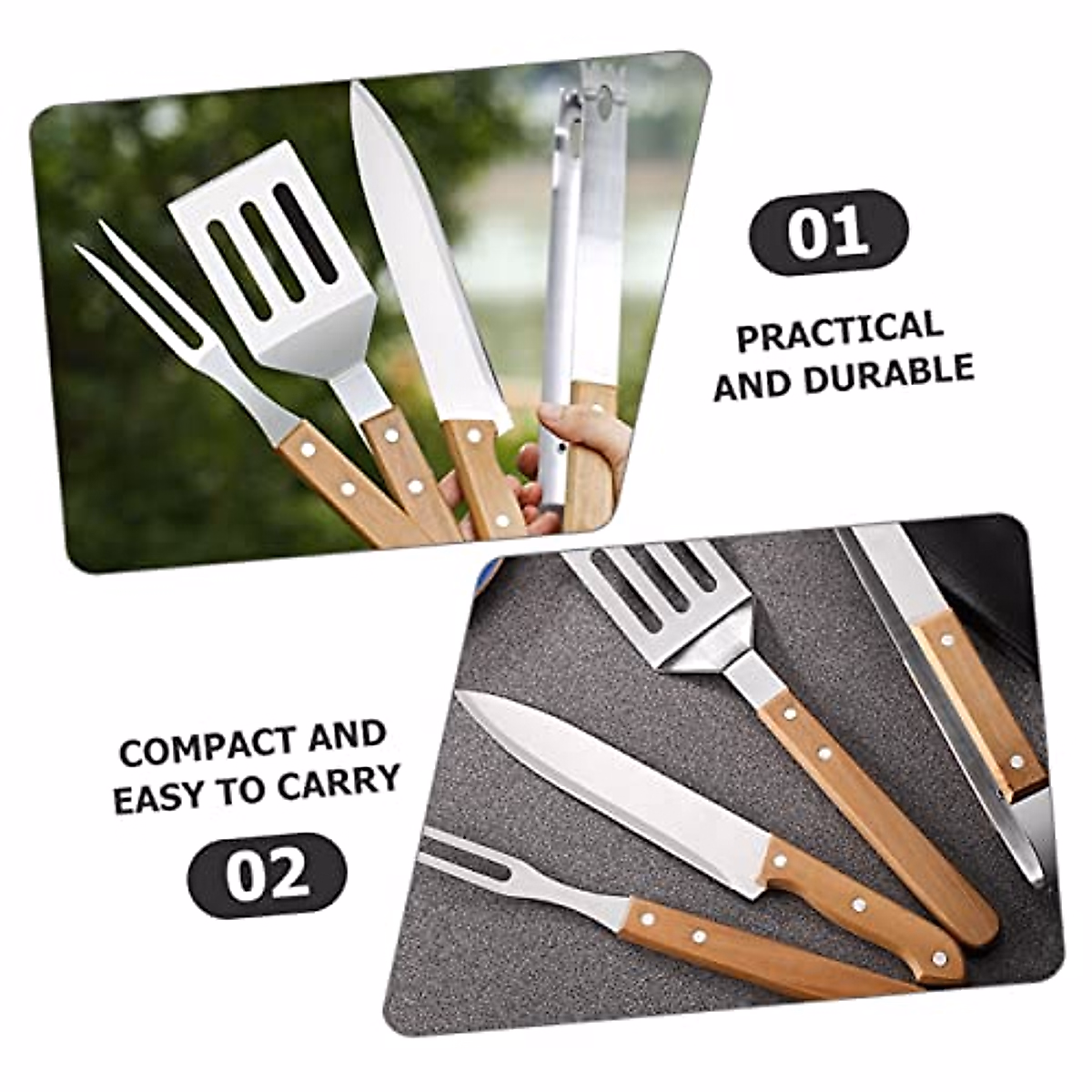 YARNOW 5 Sets Barbecue Knife and Fork Tools Backpack Set Grill Utensils Set Grill Utensil Kit Carving Knife for Meat Kitchen Roast Fork Knives for Slicing Meats Cutter BBQ Tools