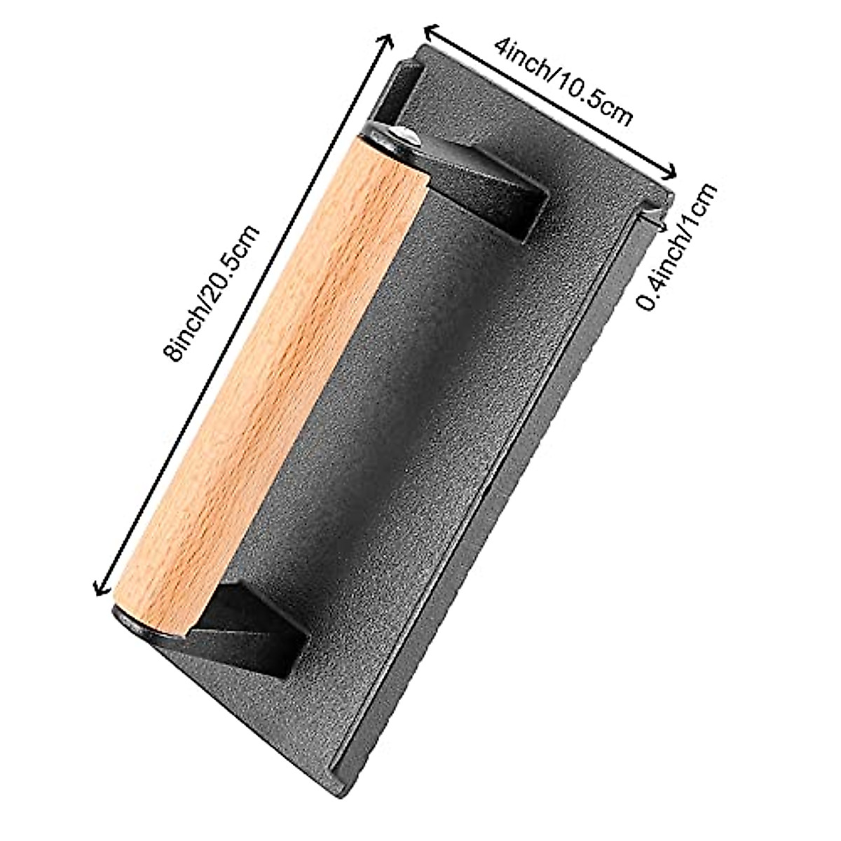 HOIGON 2 PCS 8 x 4 Inch Heavy Duty Cast Iron Grill Press, Flat Bottom Steak Weight Bacon Barbecue Presses with Solid Wood Handle for Burgers, Bread, Pushing Down On Steaks