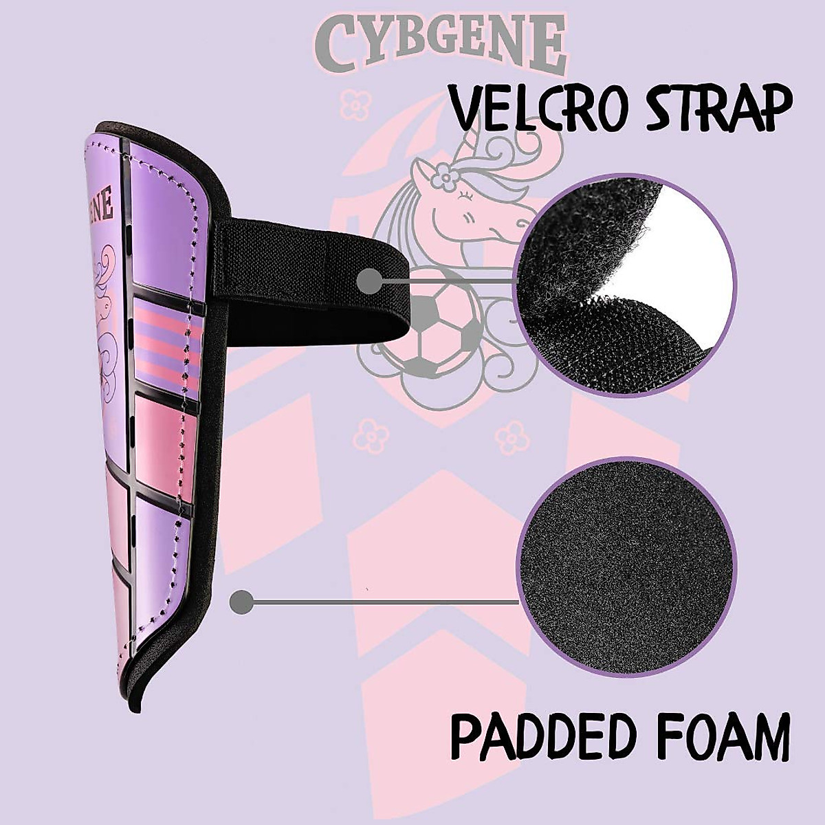 CybGene Soccer Shin Guards for Kids Adults Soccer Gear for Boys Girls Youths Protective Equipment Adjustable Straps with Breathing Holes Purple M