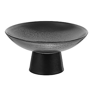 Mini Ceramic Fruit Bowl Cake Holder: Black Decorative Bowl for Jewelry or Kitchen Counter or Centerpiece Table Decor (12cm)