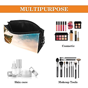 TBOUOBT Cosmetic Travel Bags, Makeup Case, Makeup Bag for Toiletries, Hawaiian Beach Sea Coconut Tree Sunrise