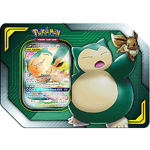 Pokemon Tag Team Tin Snorlax-GX & Eevee- TCG: Sun & Moon Box- 4 Booster Packs | 1 Special Eevee & Snorlax-GX Foil Card | Genuine Cards
