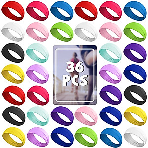 Giegxin 36 Pack Women's Headbands - Thick Elastic Non-Slip Sweat-Wicking Hair Wraps for Running, Yoga, Workout