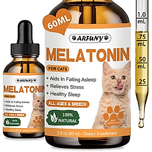 Cat Melatonin | 60ML Melatonin for Cats Supports Falling Asleep | Cat Melatonin Drop | Cat Sleep Aid | Cat Calming | Cat Anxiety Relief | Stress Relief for Cats | 2 fl oz, Roast Chicken Flavor