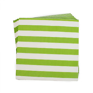 Dulousia Disposable Striped Chevron Polka Dot Green Paper Party Napkins 60 Count