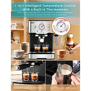Gevi Espresso Machine, Espresso Maker with Milk Frother Steam Wand, Compact Espresso Super Automatic Espresso Machines for home Cappuccino, Latte, GECME403L-U