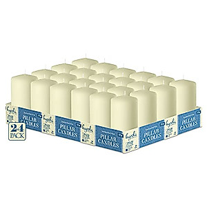 HYOOLA Ivory Pillar Candles 2-inch x 4-inch - 24 Pack Unscented Bulk Pillar Candles - European Made