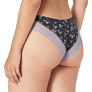 Maidenform Women's Underwear Back, Tanga Lace Thong Panties (Retired Colors), Plum Grey Floral/Plum Grey, 7
