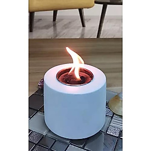 MTAPF® Tabletop Firepit Indoor/Outdoor Table Top Fire Pit with Skewers Smokeless Tabletop Fireplace Bio Ethanol Fuel Real Flame for Balcony, Smores, Includes 2nd Wick(4.6x4.6, White)