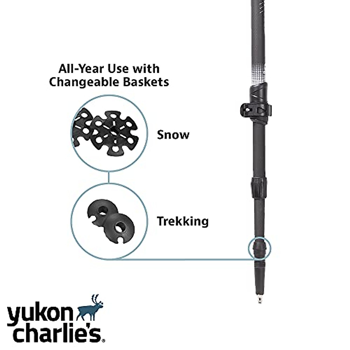 Yukon Charlie's Carbon Lite Trekking Poles, Fast Lock Adjustment System, Trekking and Snow Baskets Included