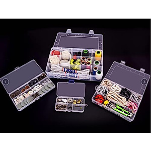 Ginsco 4 Pack Clear Plastic Adjustable Divider Organizer Multifunction Box Storage Container Set for Beads Earrings Jewelry DIY Crafts Loom Bands Office supplies Fishing Tackle Hand Tool