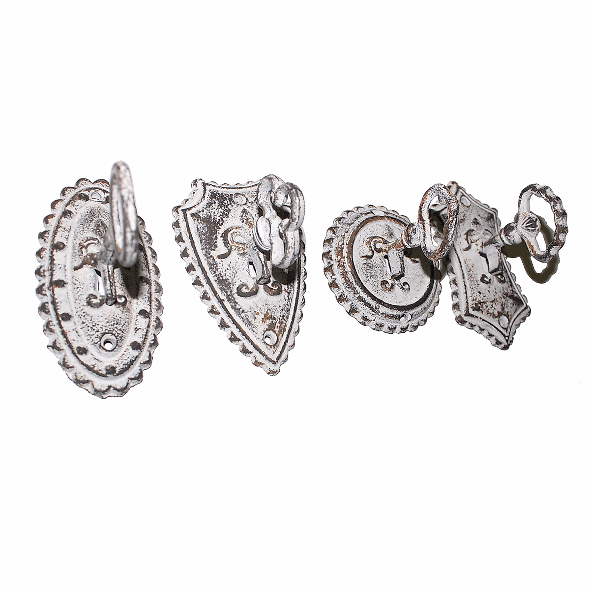 CTW Vintage Key Metal Hooks Set of 4, Antique White