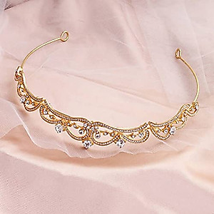 Uongeod Rhinestone Crown Crystal Bridal Tiara Princess Crown Birthday Crown Tiaras and Crowns for Women and Girls-Gold