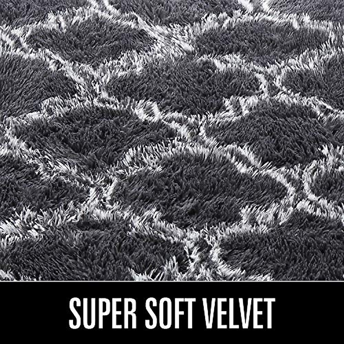 HOMORE Fluffy Bedroom Rug Super Soft Shaggy Plush Carpet 5x8 Feet, Shag Velvet Moroccan Area Rugs for Kids Girls Living Room Bed Home Decor,Gray