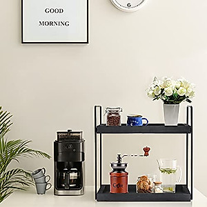 Updesign 2 Tier Bathroom Counter Organizer, Wooden Bathroom Organizer Countertop Bathroom Tray, Bathroom Countertop Organizer Kitchen Spice Rack Coffee Station Organizer Bathroom Organizer