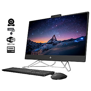 HP Newest All-in-One Desktop Computer, 27'' Full HD Display, AMD Ryzen 5 5500U Processor, 32GB RAM, 1TB SSD, Wi-Fi, HDMI, Webcam, Bluetooth, Windows 11 Home, Black
