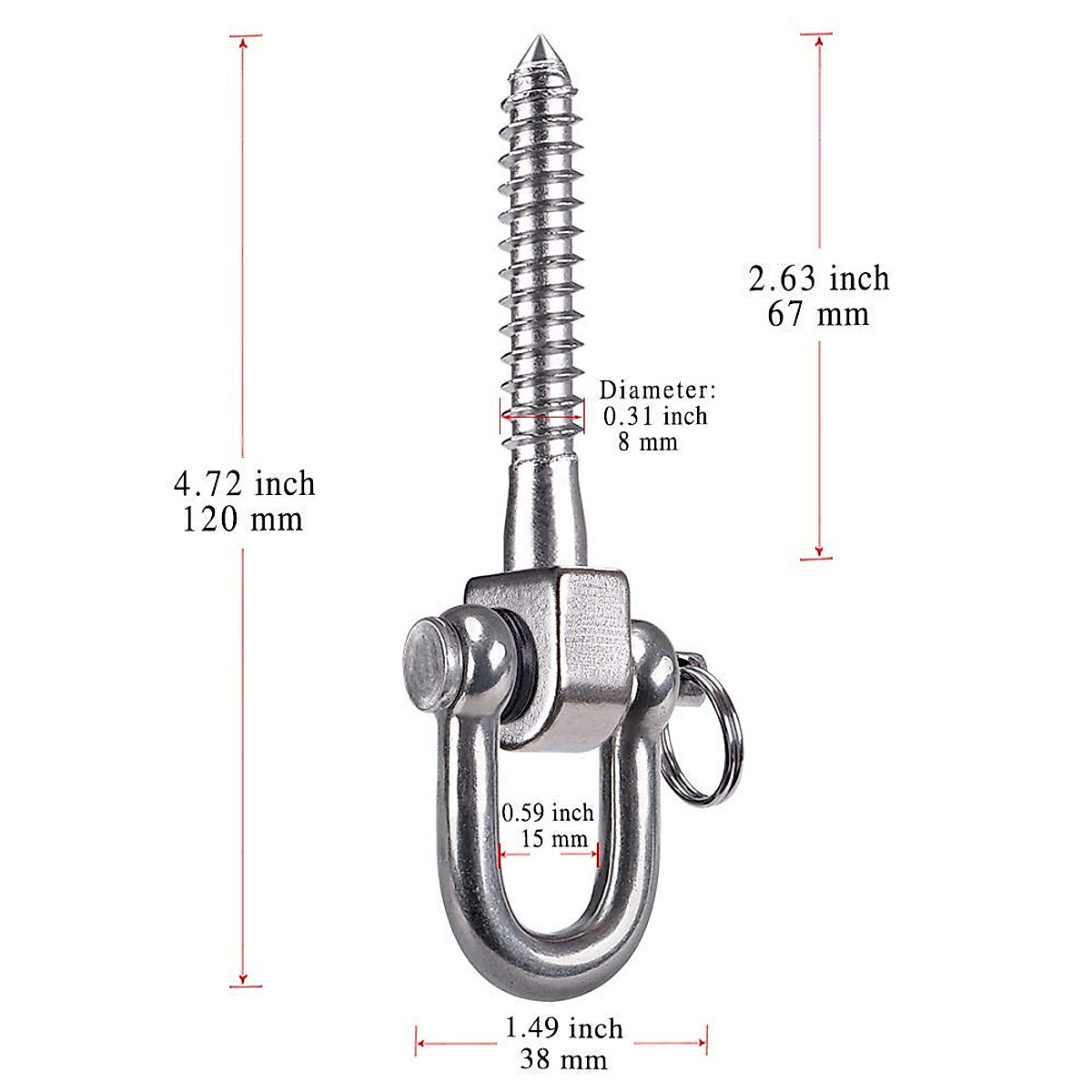 SELEWARE 2 Pack Swing Hangers Swing Set Hooks Stainless Steel Hammock Hooks for Porch Swing, Hammock Chair, Heavy Bag, Yoga Silk, Suspension Straps, Gymnastics Rings