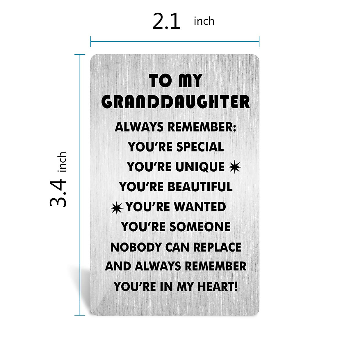 to My Granddaughter Gifts Wallet Card from Nana Papa, Inspirational Granddaughter Quote Metal Wallet Insert Card Double Sided Engraved Gifts for Birthday Christmas
